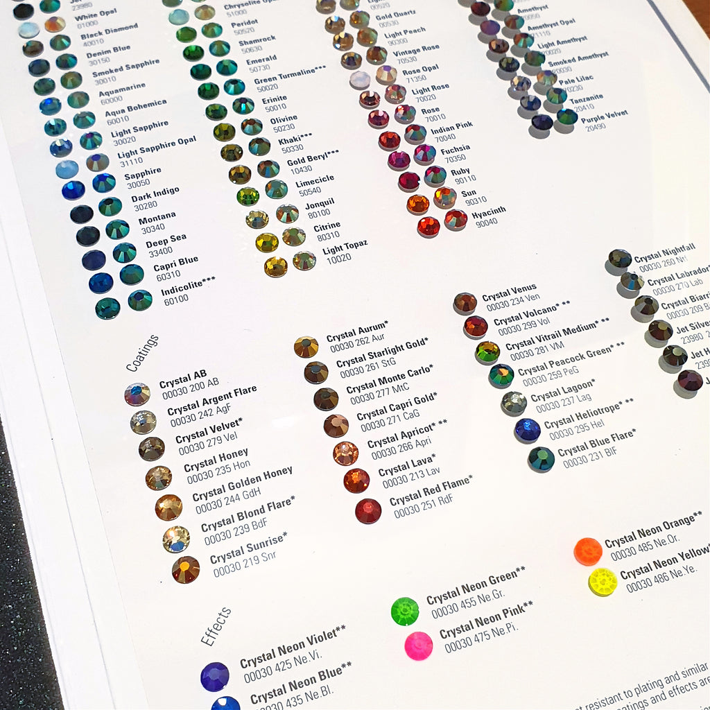 Preciosa Chaton Rose Maxima Flatback Colour Chart Card – Glitz It