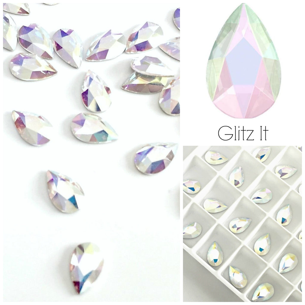 Swarovski 2303 Pear Crystals Glue On Flatbacks – Glitz It
